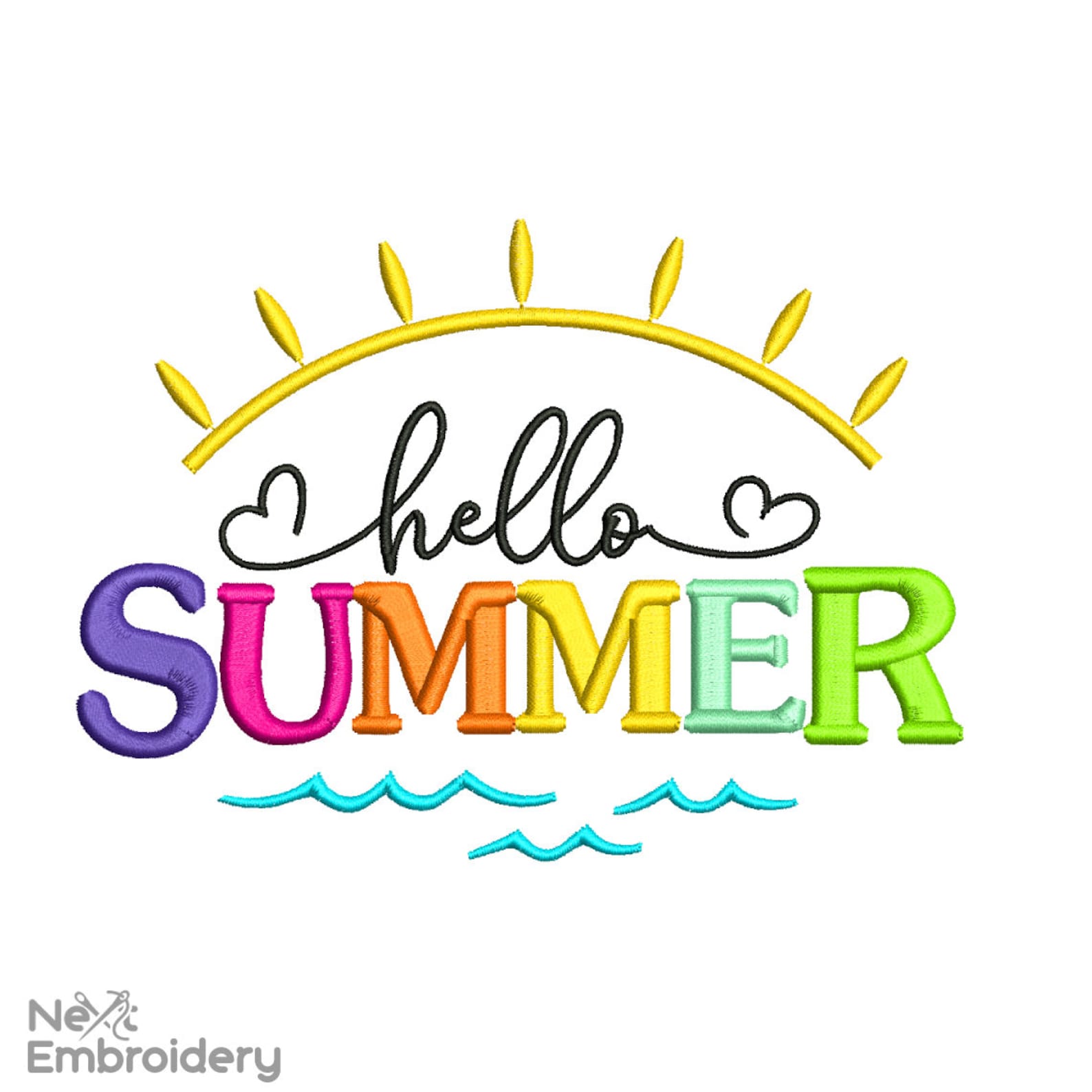 Hello Summer Embroidery Design, Minimalist Embroidery Design, Instant ...