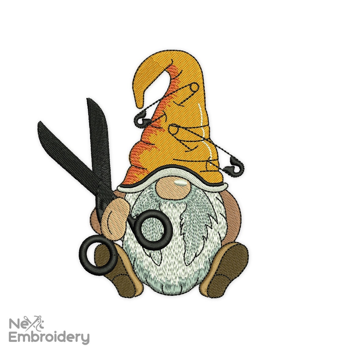 Gnome With Scissors Embroidery Design. Sew Machine Embroidery Designs ...