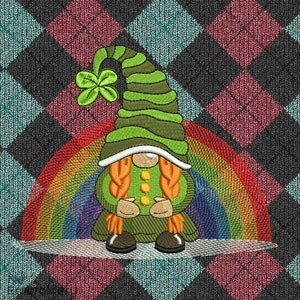 Rainbow Gnome Girl St Patricks Day Embroidery Designs, Holiday ...