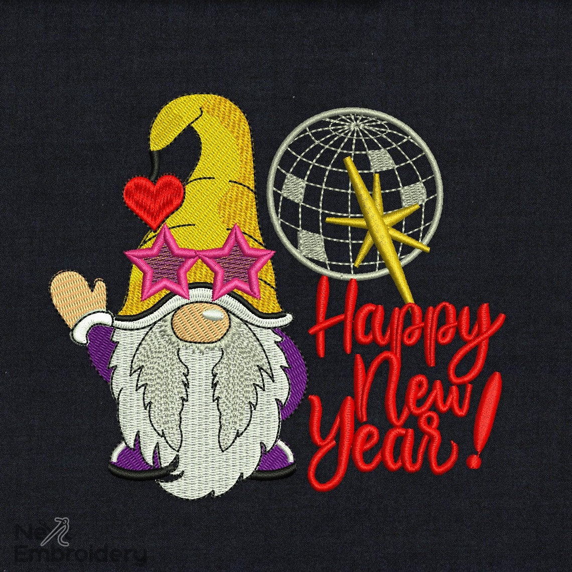 Happy New Year Gnome Embroidery Designs Christmas Machine | Etsy