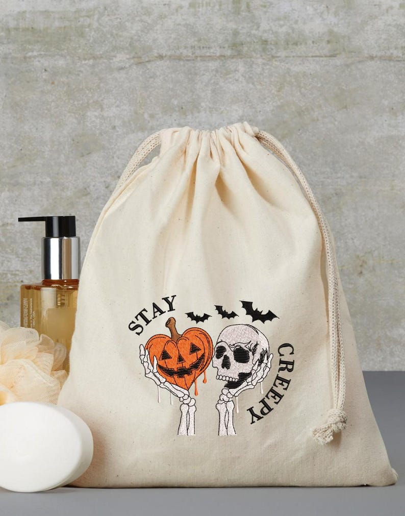 Creepy Embroidery Design, Halloween Skeletoon Hat, Cauldron, Spiderweb ...