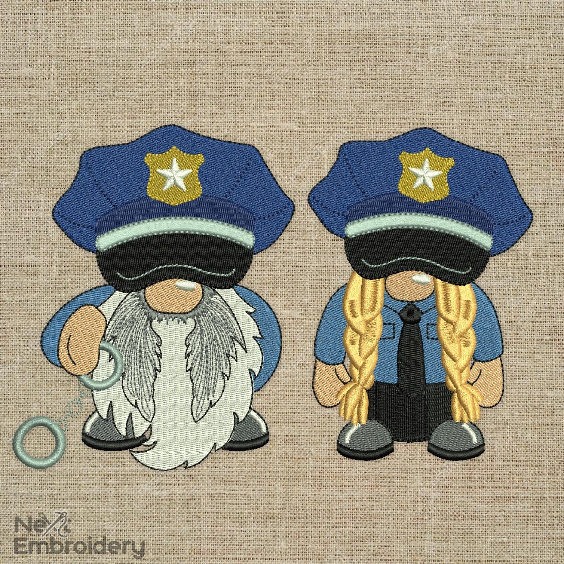 Police Gnomes Embroidery Design, Police Officer Machine Embroidery ...