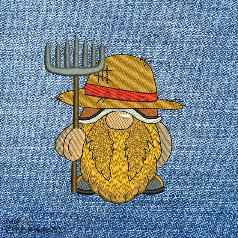 Farmer Gnome Embroidery Design. Redneck Embroidery Designs, Summer ...
