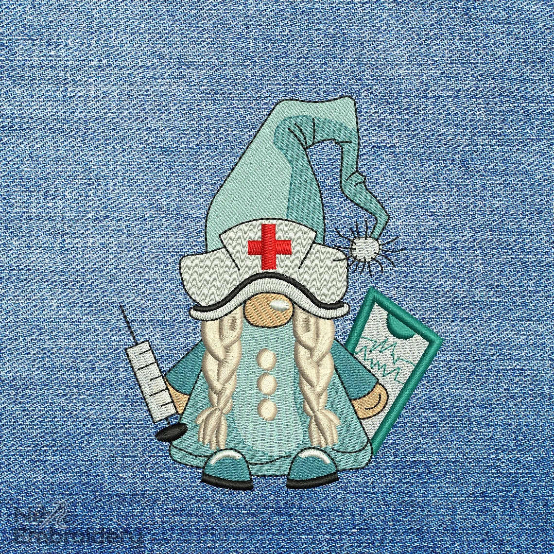 Nurse Gnome Embroidery Design Medical Embroidery Designs Be | Etsy