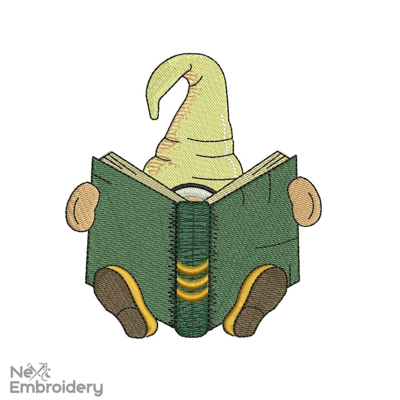 Reading Gnome Embroidery Design Back to School Embroidery - Etsy