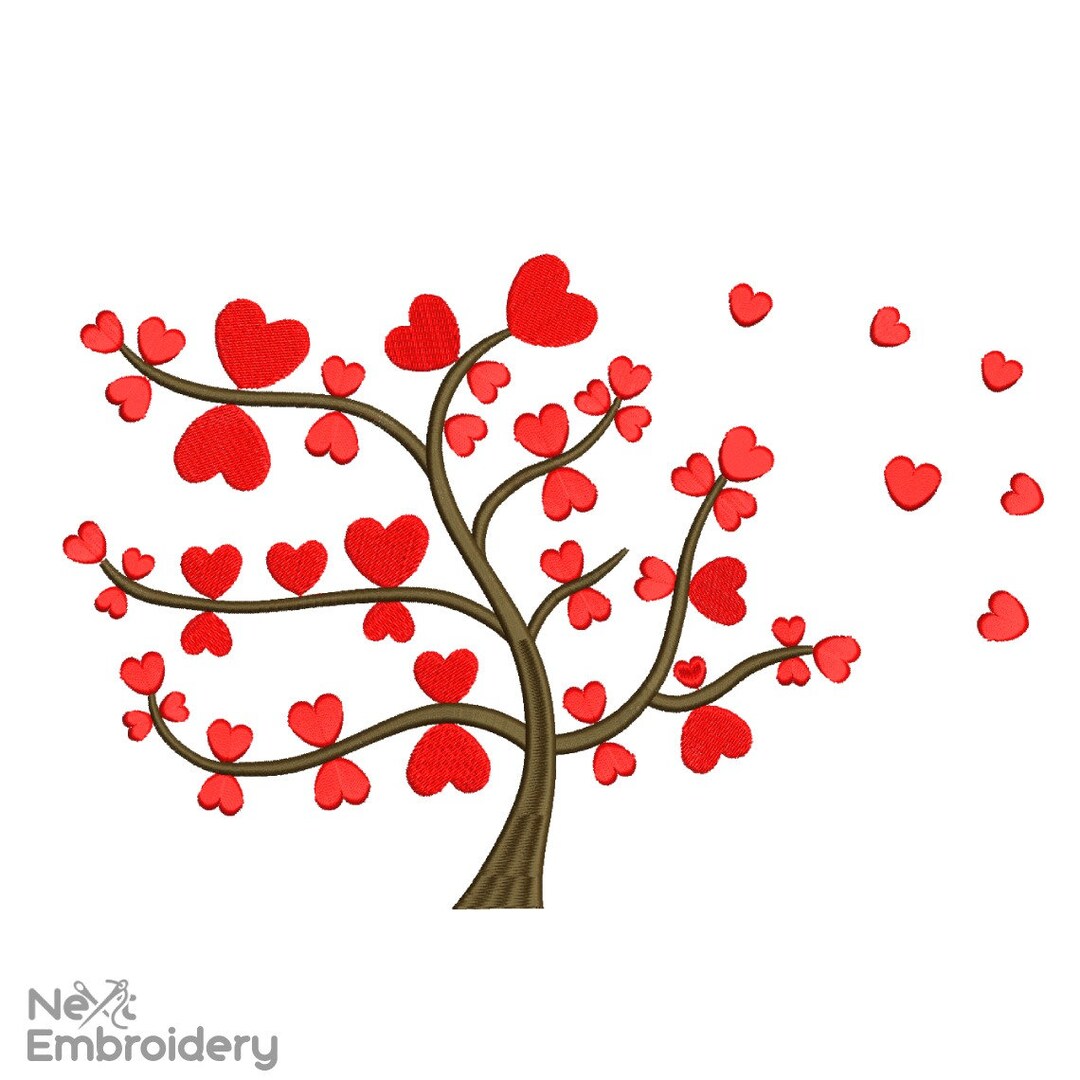 Love Tree Embroidery Designs, Valentines Day Embroidery Designs ...