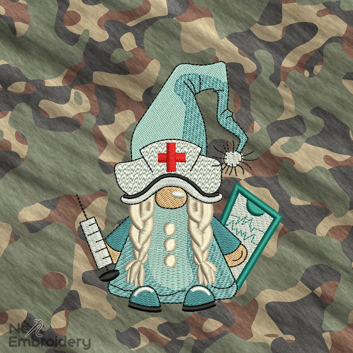 Nurse Gnome Embroidery Design Medical Embroidery Designs Be | Etsy