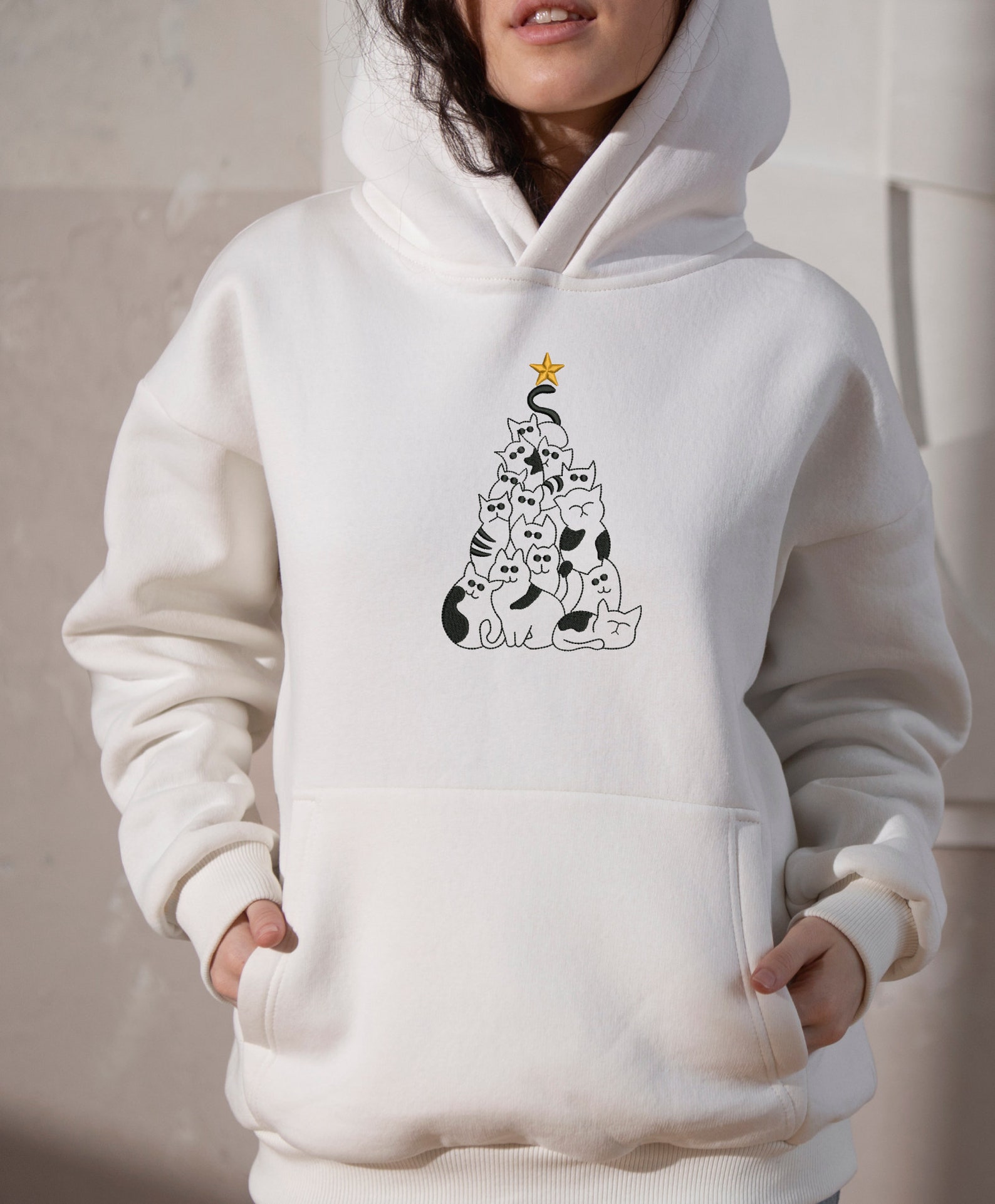 Meow Christmas Tree Embroidery Designs, Happy Cat Embroidery Designs ...