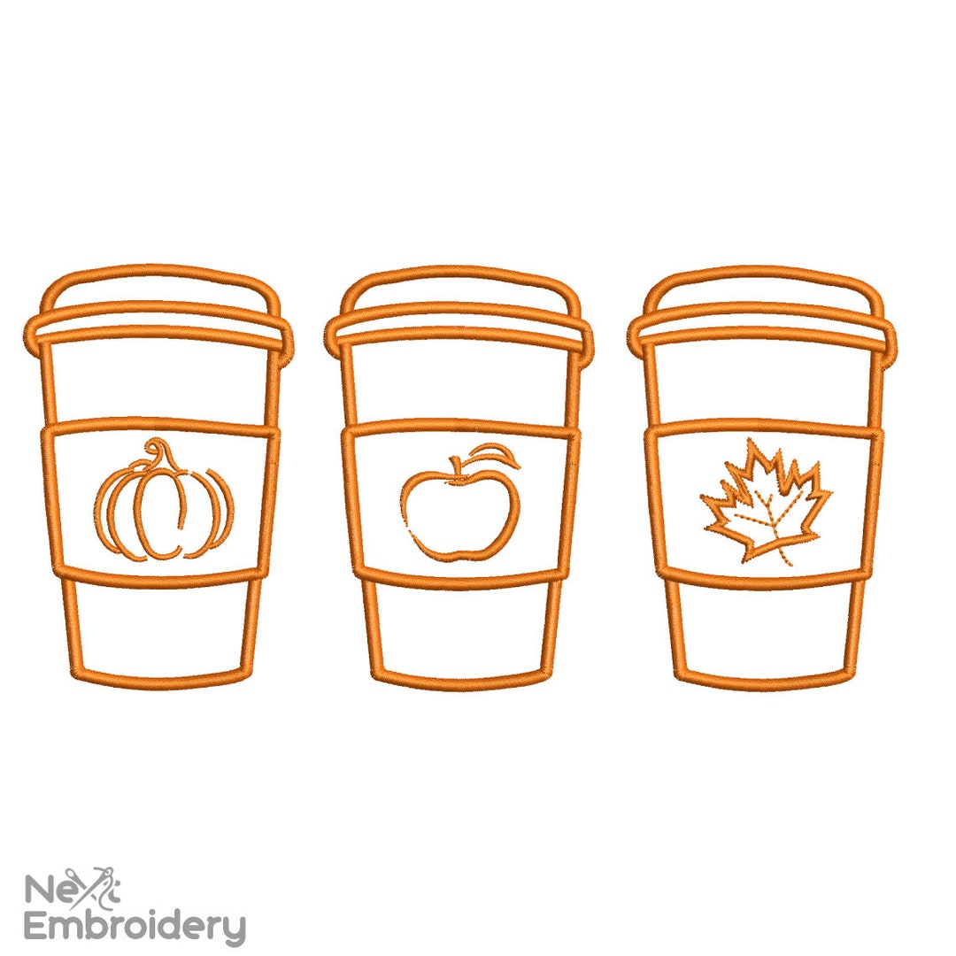 Fall Coffee Embroidery Design, Autumn Embroidery Designs, Pumpkin ...