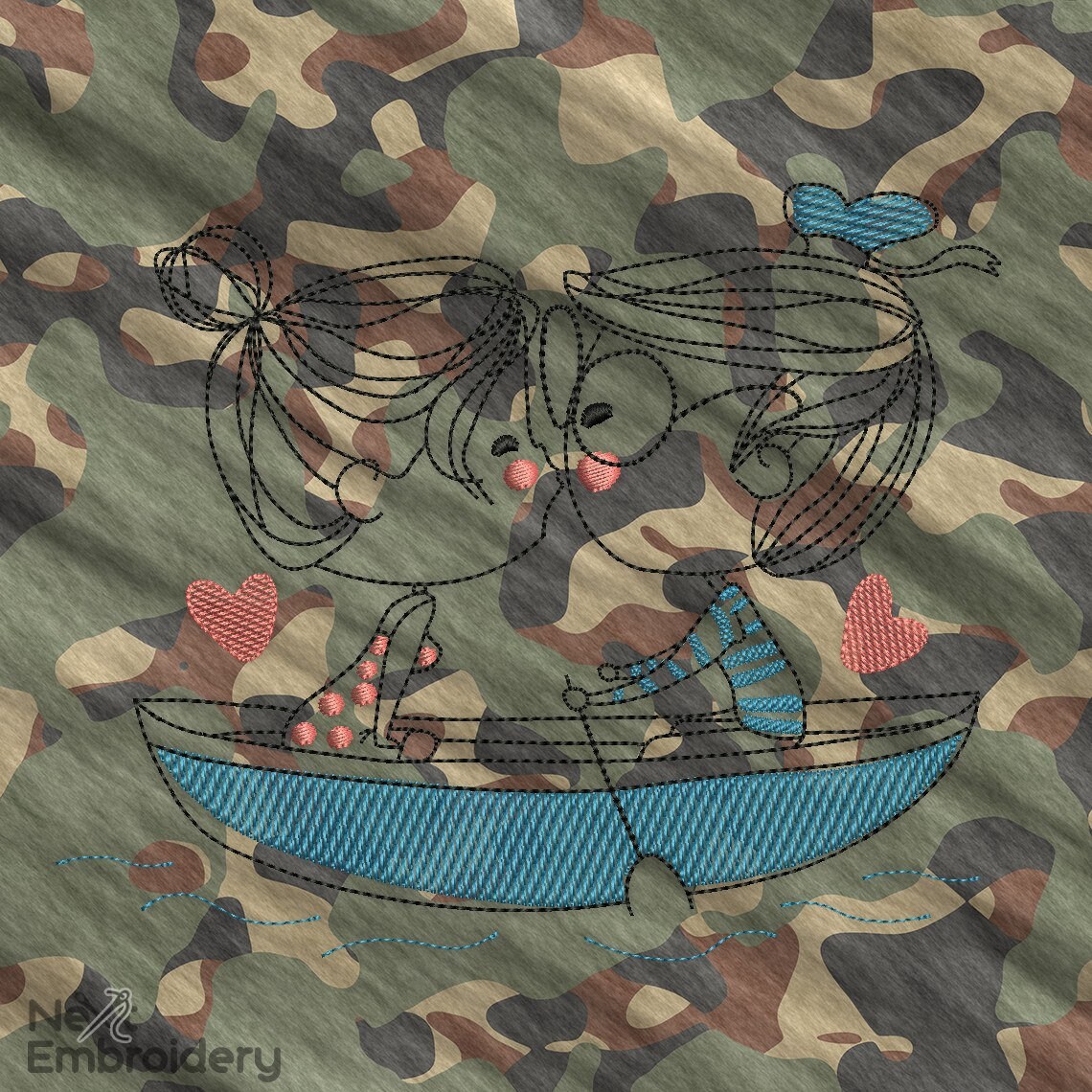 Couple in Love Embroidery Designs Valentine's Day | Etsy