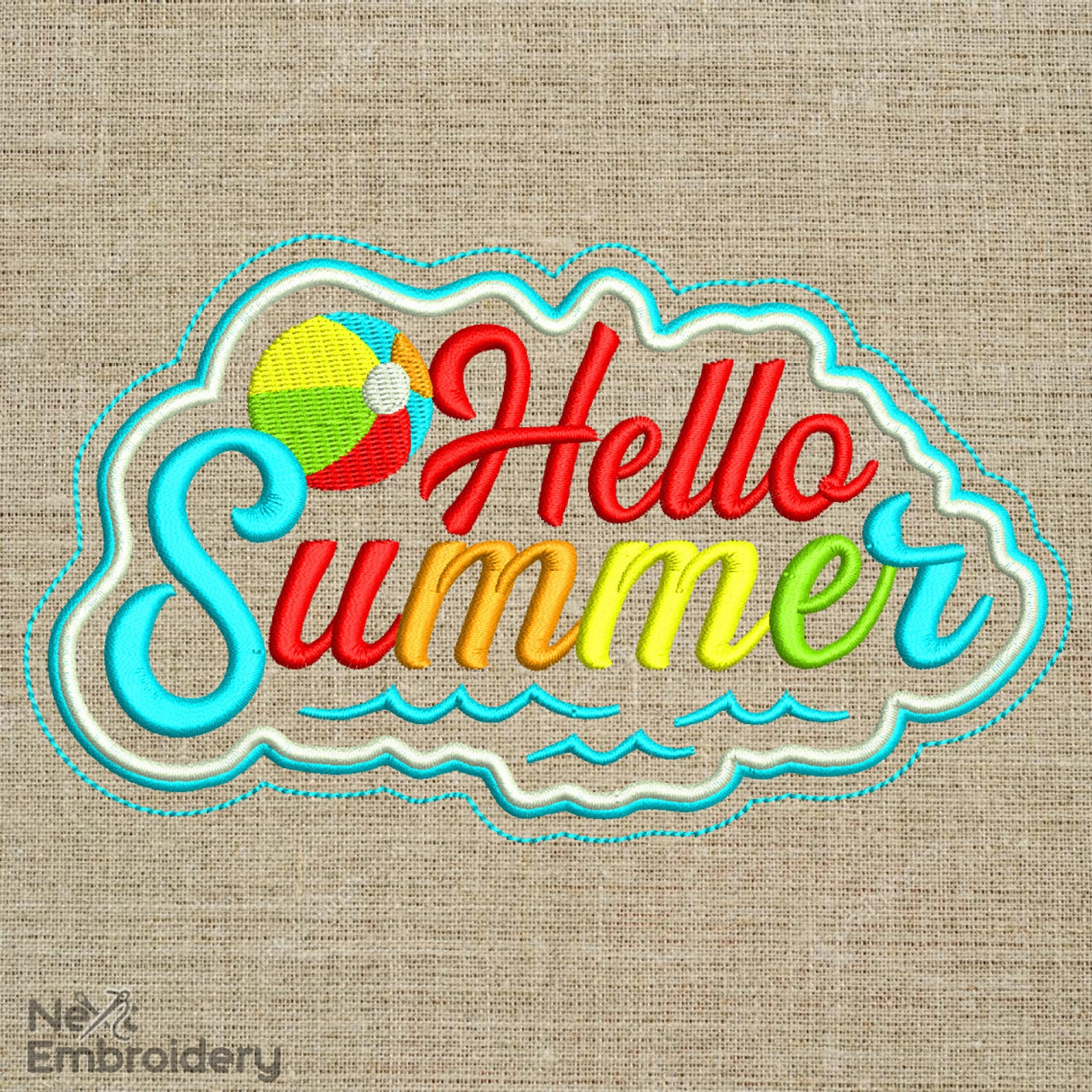 Hello Summer Embroidery Design, Minimalist Icecream Embroidery Design ...