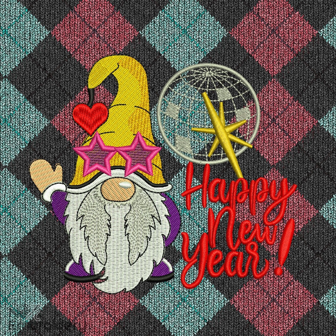 Happy New Year Gnome Embroidery Designs Christmas Machine - Etsy