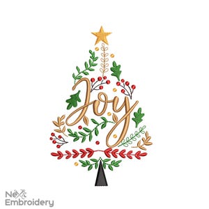Joy Christmas Tree Embroidery Designs, Christmas Decor Machine ...