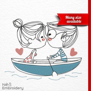 Couple in Love Embroidery Designs. Valentine's Day Embroidery Designs ...