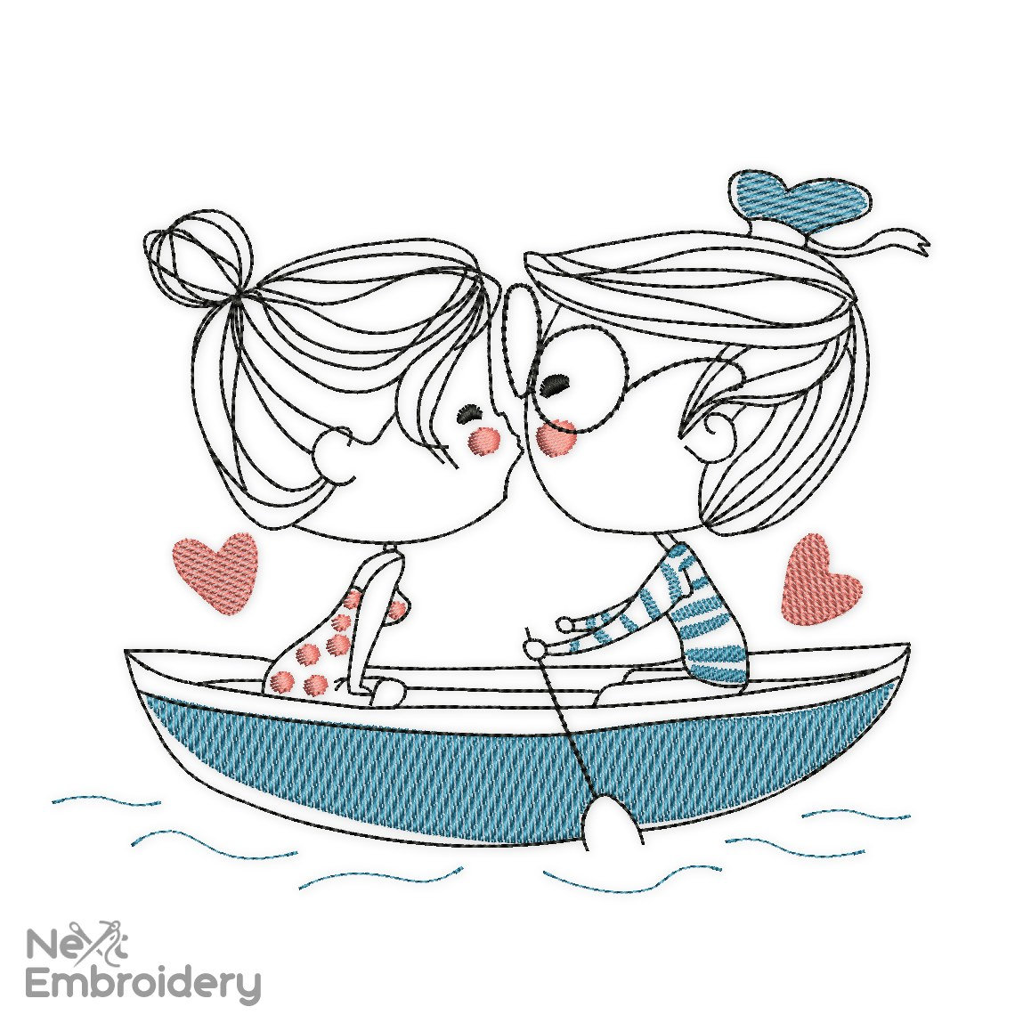 Couple in Love Embroidery Designs Valentine's Day | Etsy