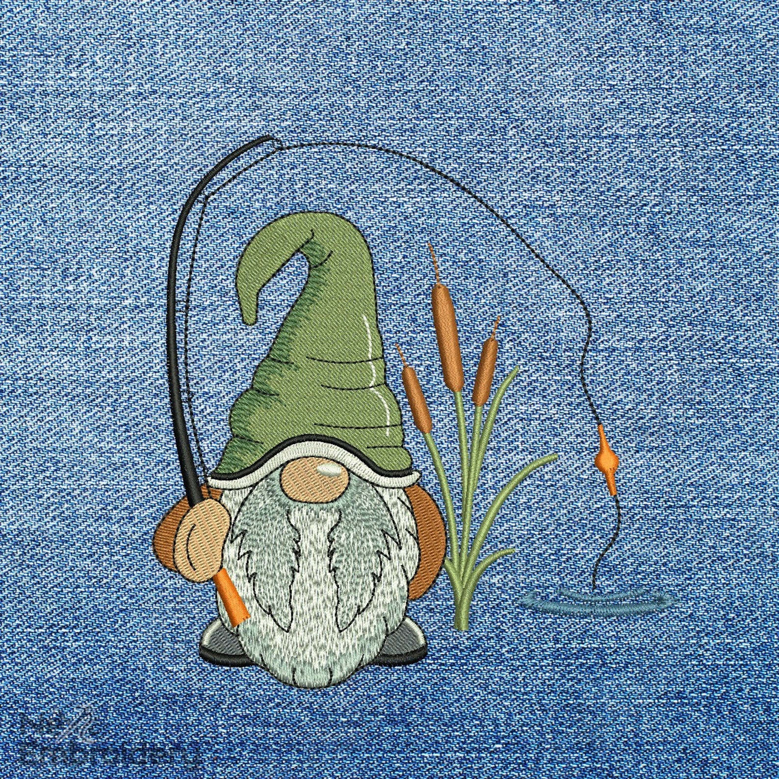 Fishing Gnome Embroidery Design, Fisher Embroidery, Angler Embroidery ...