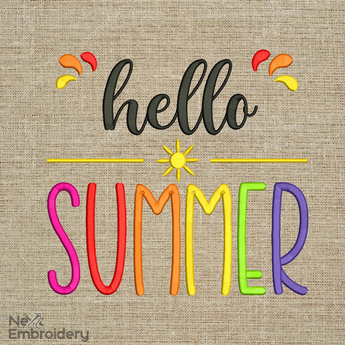 Hello Summer Embroidery Design, Minimalist Embroidery Design, Instant ...