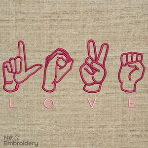 ASL Love Embroidery Designs, Valentine Embroidery Designs, Machine ...