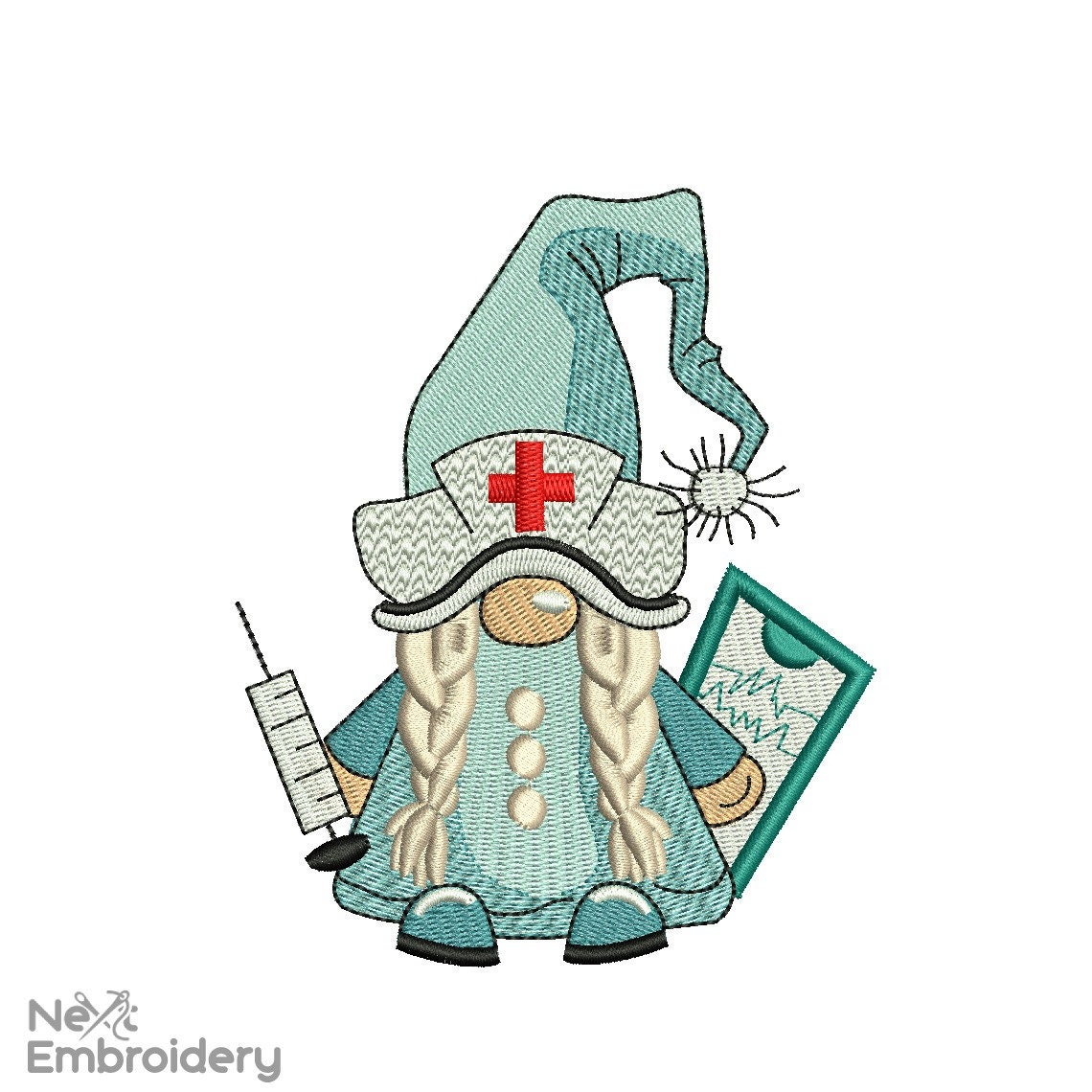 Nurse Gnome Embroidery Design Medical Embroidery Designs Be - Etsy