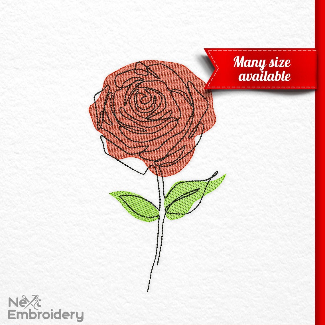 Rose Line Art Embroidery Designs. One Line Modern Design. 5 - Etsy