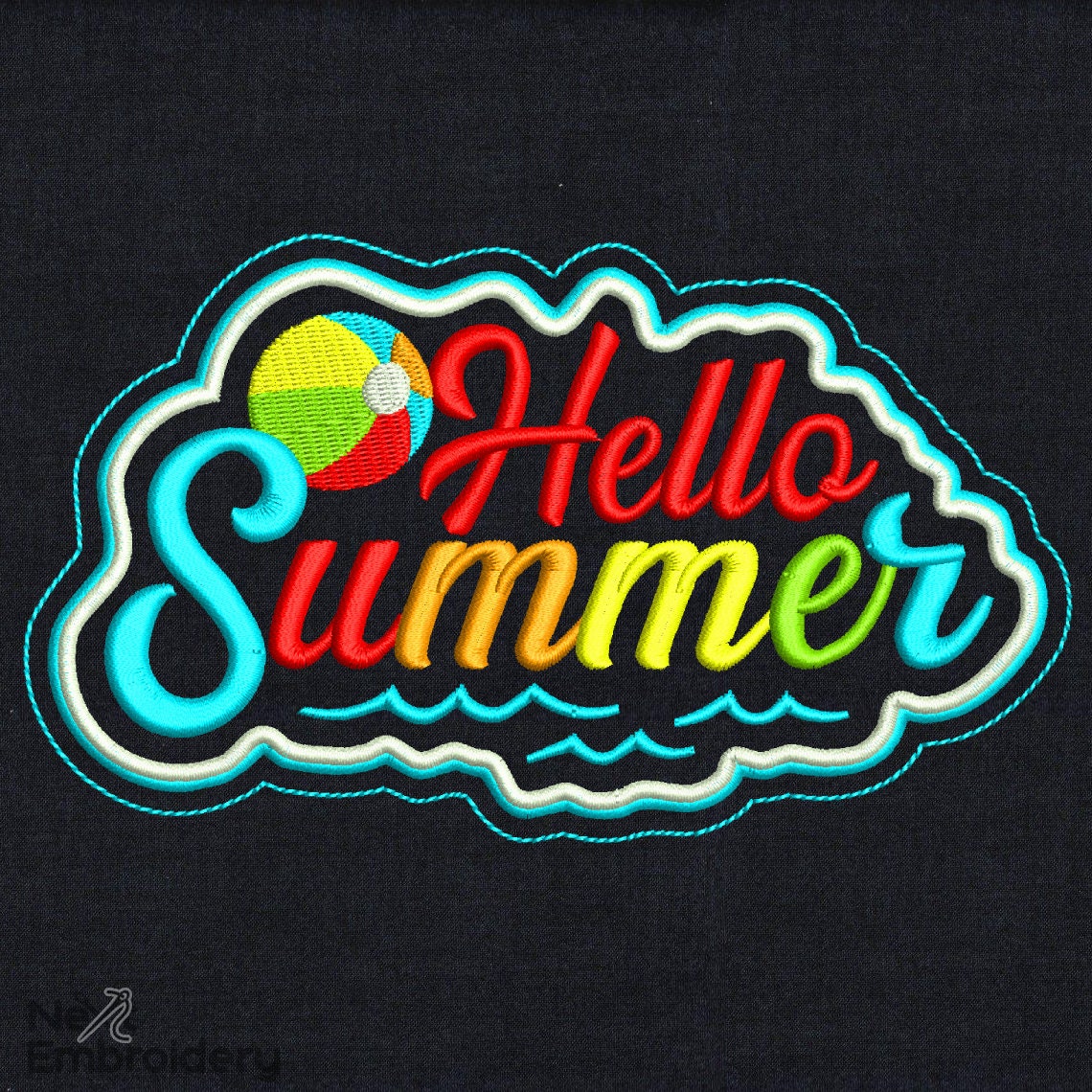 Hello Summer Embroidery Design, Minimalist Icecream Embroidery Design ...