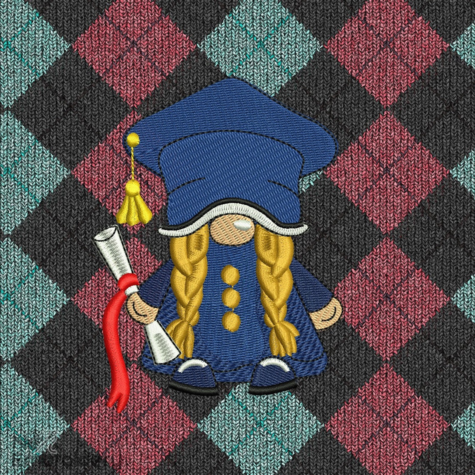 Graduation Girl Gnome Embroidery Design, Graduate School Embroidery ...
