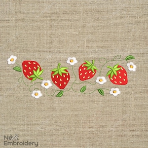 Strawberry Embroidery Design, Summer Floral Strawberries Embroidery ...