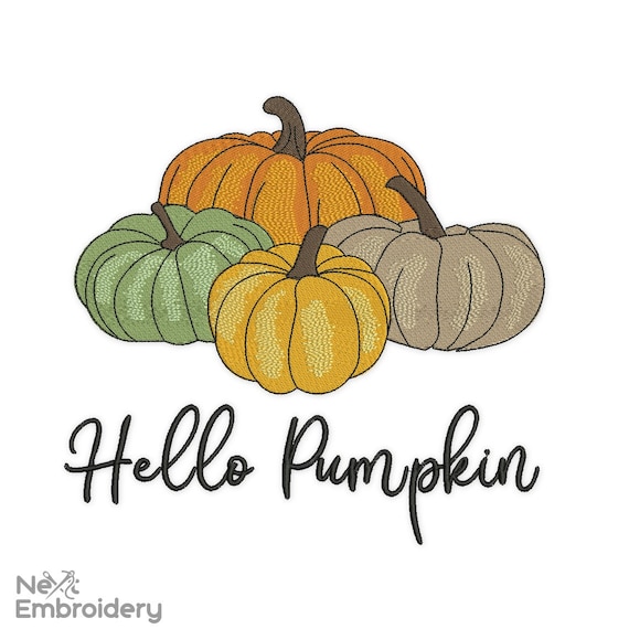 Hello Pumpkin Embroidery Design Autumn Embroidery Design - Etsy