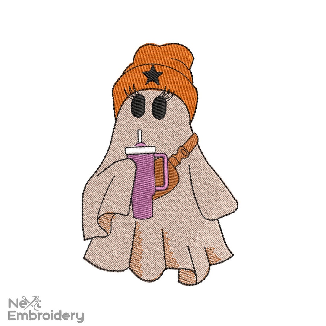 Mini Ghost Tumbler Embroidery Design. Halloween Ghost Embroidery Design ...