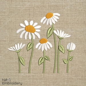 Mini Daisy Wildflowers Embroidery Design, Garden Spring Embroidery ...