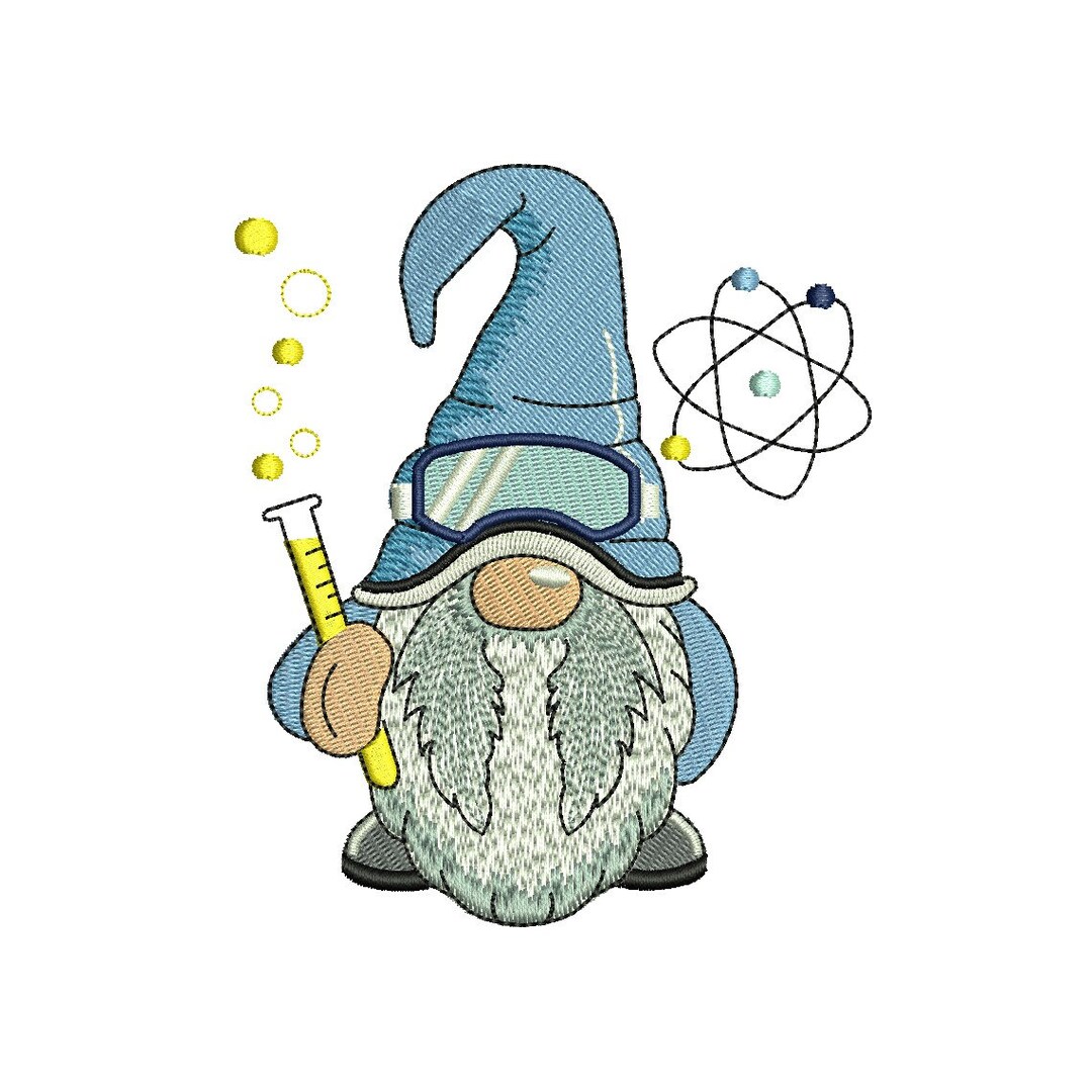 Scientist Gnome Embroidery Design. Chemist Embroidery Design, Instant ...
