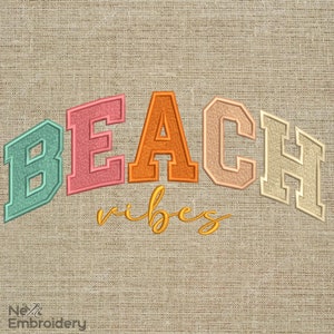 Beach Vibes Embroidery Design, Summer Embroidery Design, Instant ...