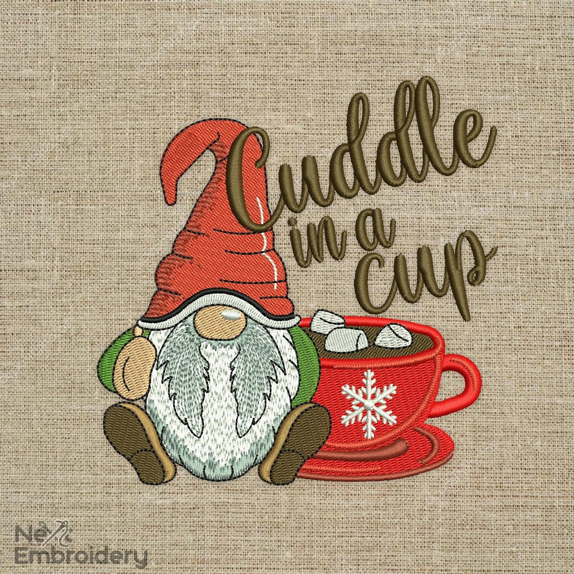 Hot Chocolate Gnome Embroidery Design Cuddle in a Cup - Etsy