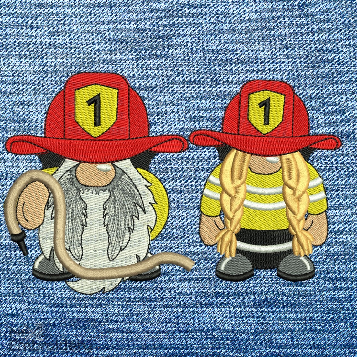 Firefighter Gnomes Embroidery Design. Fireman Machine Embroidery Design ...