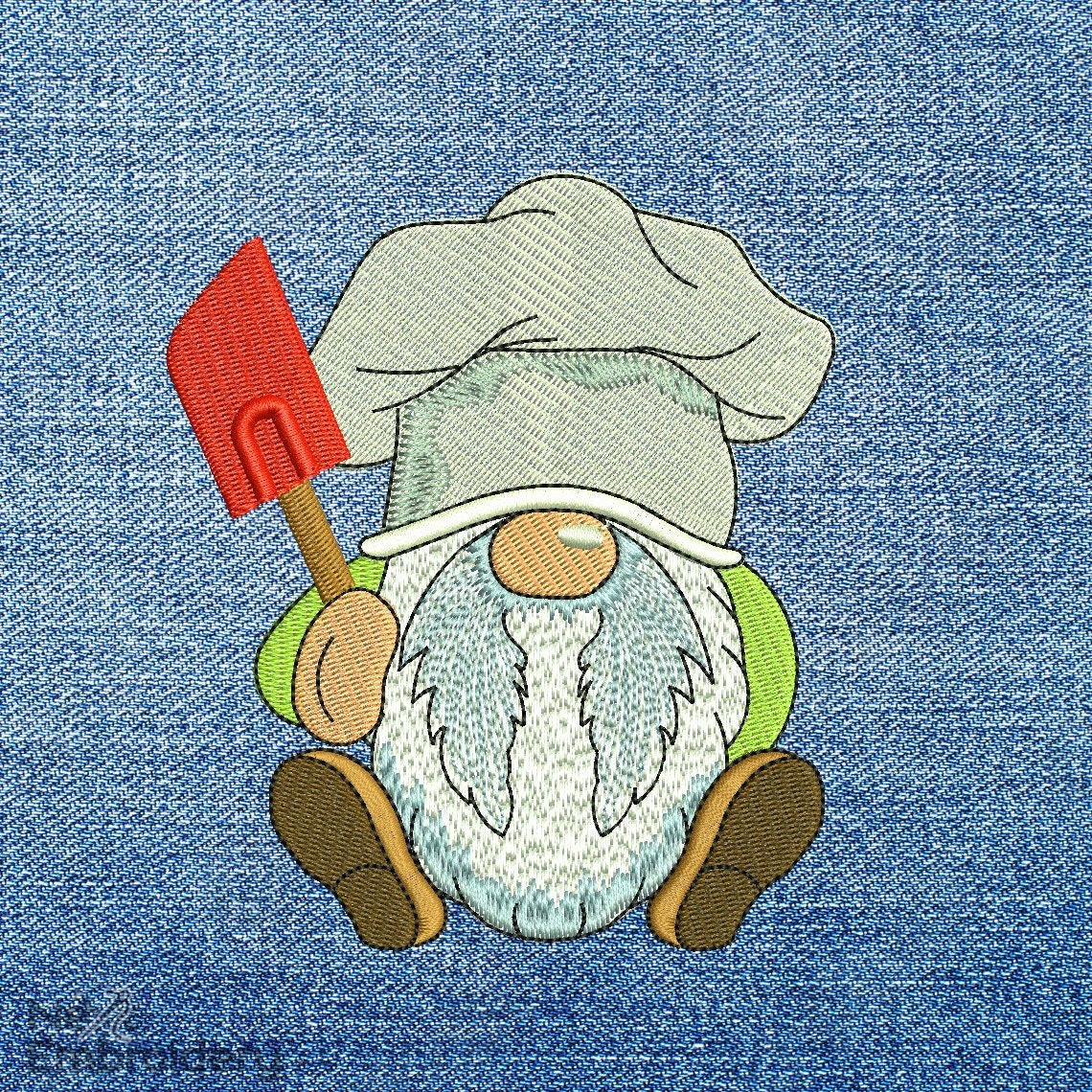 Baking Gnome Embroidery Design Silicone Spatula Embroidery - Etsy