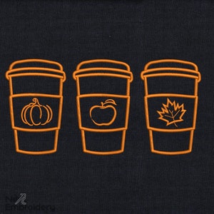 Fall Coffee Embroidery Design, Autumn Embroidery Designs, Pumpkin ...