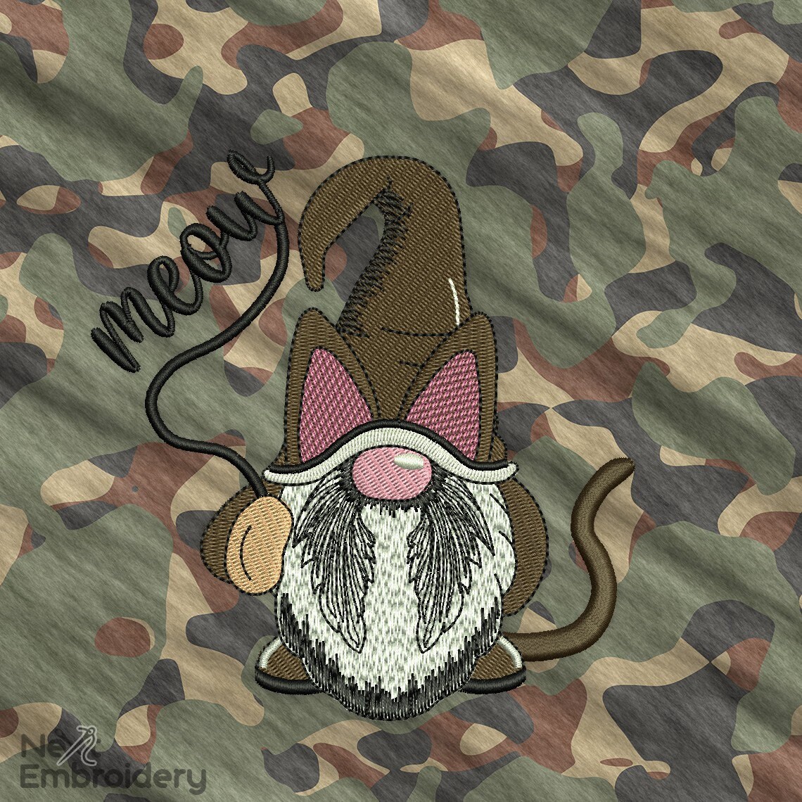 Cat Gnome Embroidery Design Meow Embroidery Design Cat Lover | Etsy