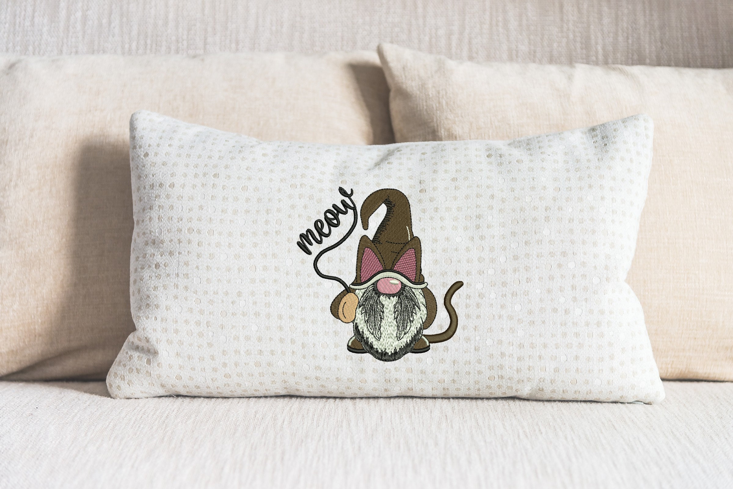 Cat Gnome Embroidery Design Meow Embroidery Design Cat Lover | Etsy