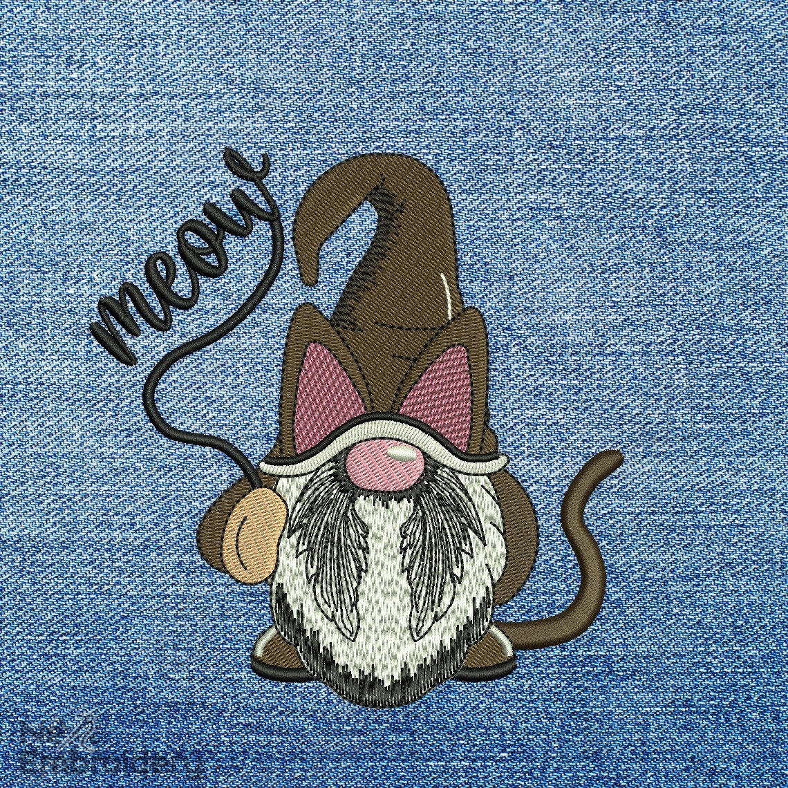 Cat Gnome Embroidery Design Meow Embroidery Design Cat Lover | Etsy