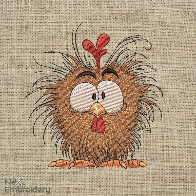 Crazy Funny Chicken Embroidery Design, Machine Embroidery File, Instant ...