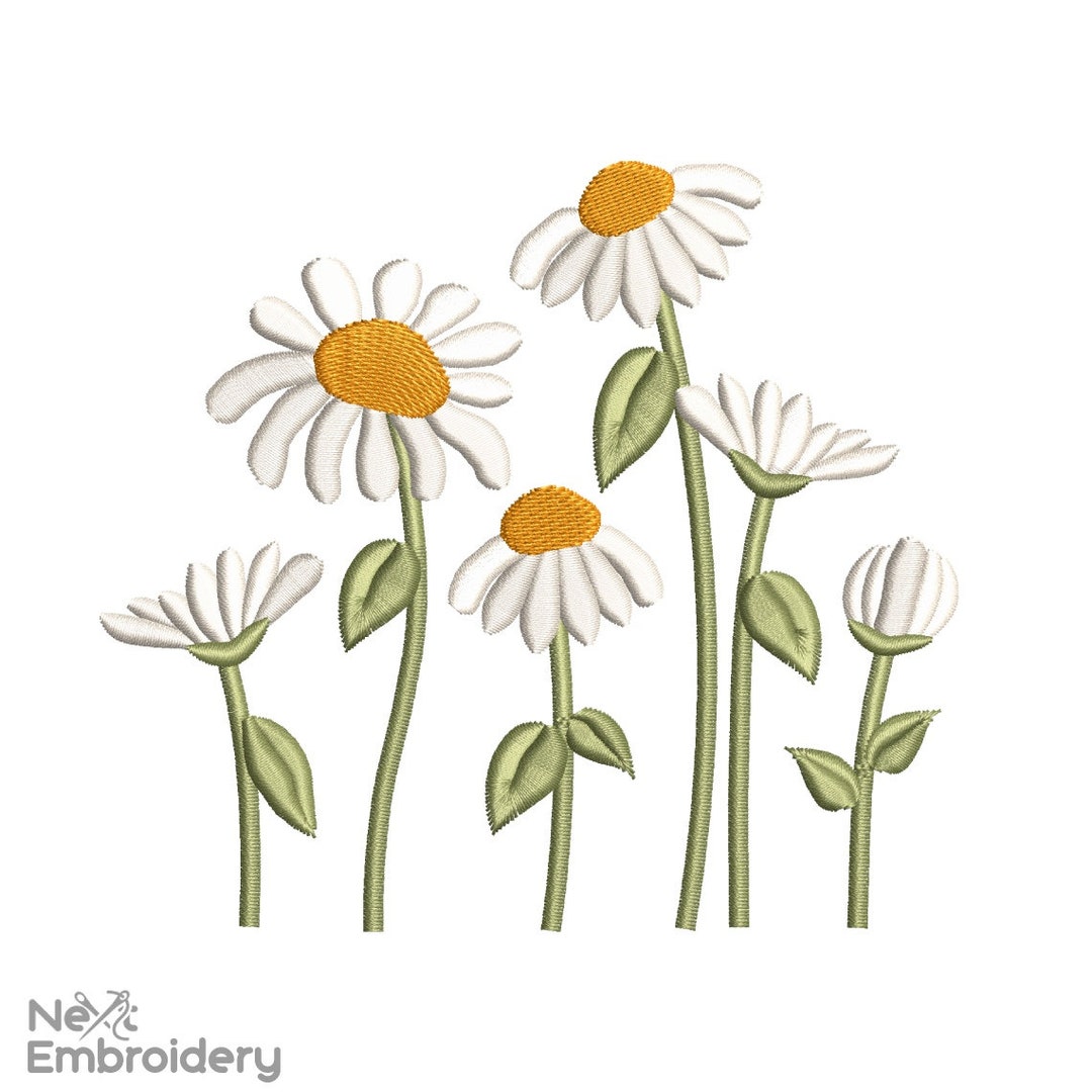 Mini Daisy Wildflowers Embroidery Design, Garden Spring Embroidery ...