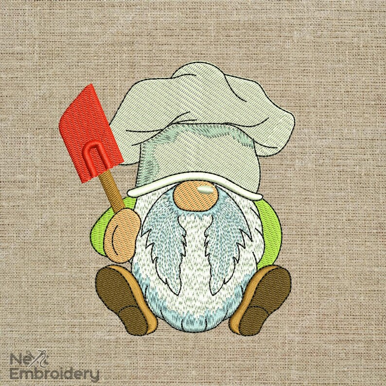 Baking Gnome Embroidery Design, Silicone Spatula Embroidery Design ...