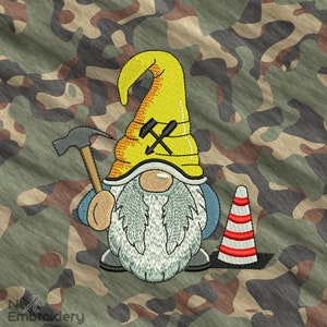 Builder Gnome Embroidery Design, Construction Man Embroidery Design ...