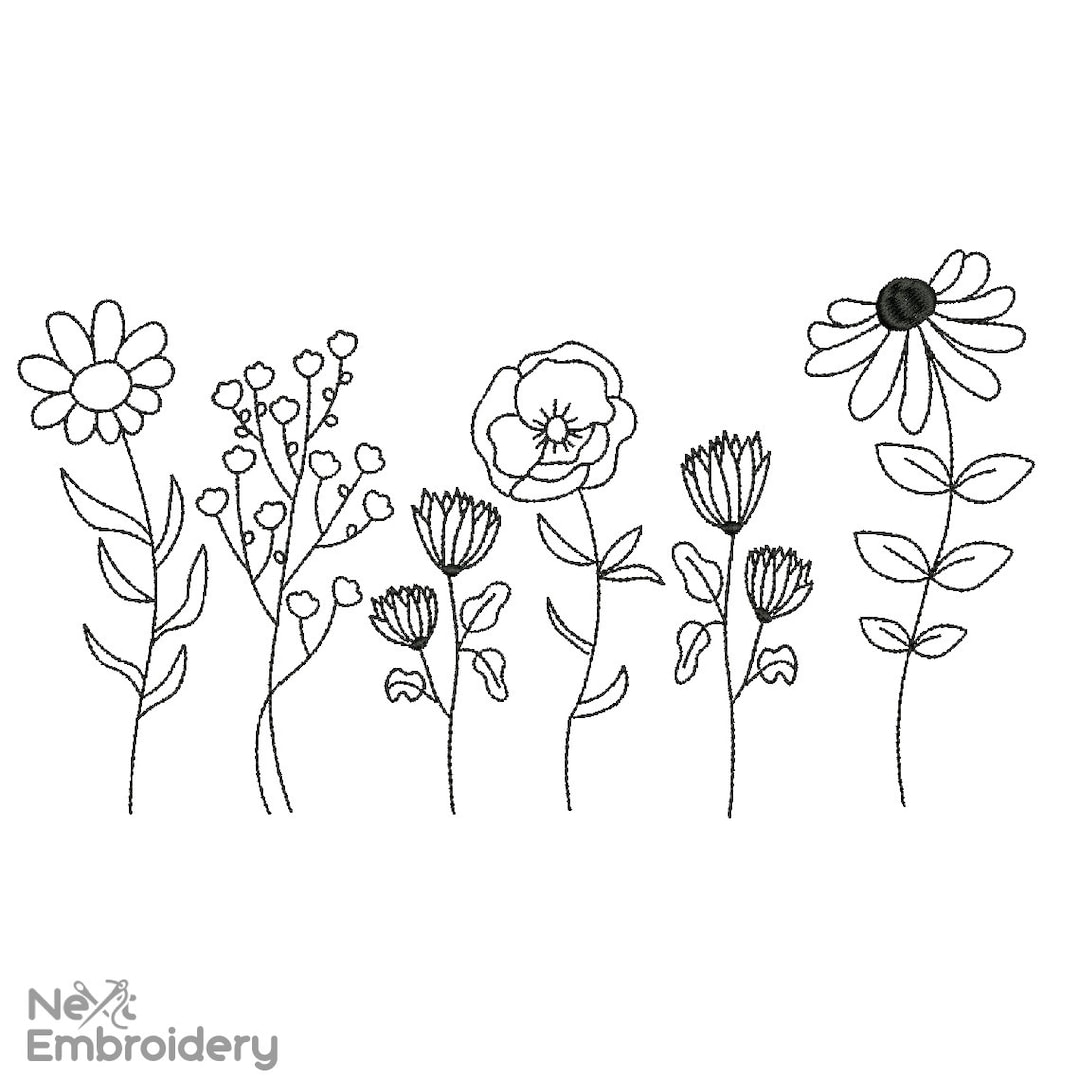 Wildflowers Embroidery Design, Machine Embroidery Design, Instant ...