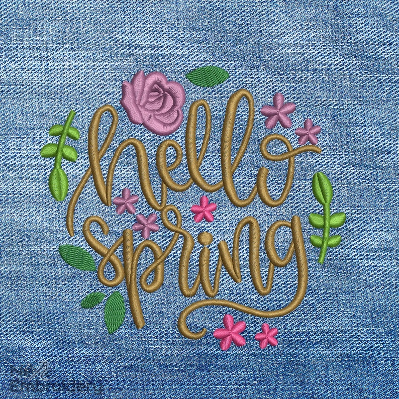 Hello Spring Embroidery Design Instant Downlad | Etsy