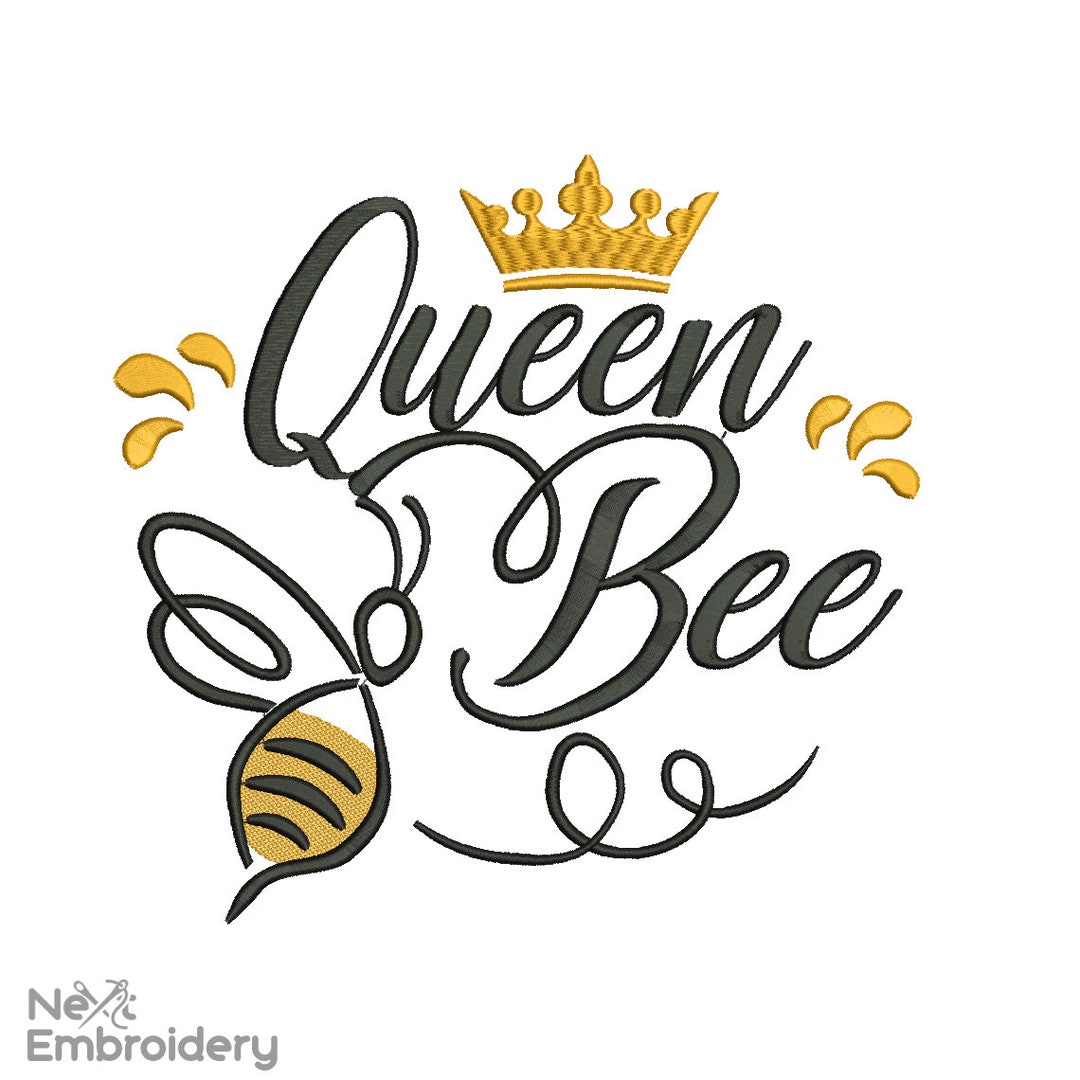 Queen Bee Embroidery Design, Machine Embroidery File, Instant Download ...