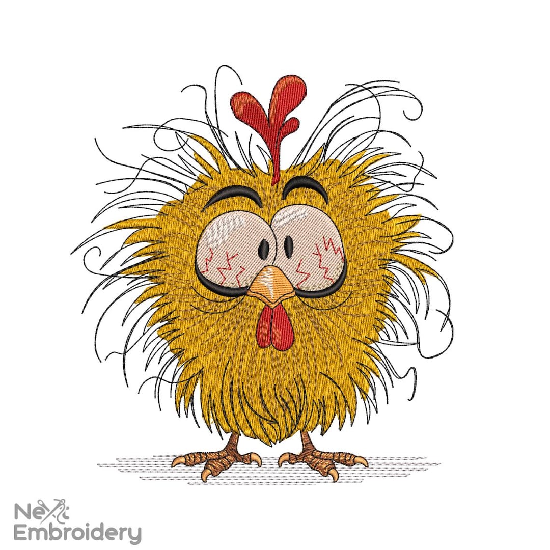 Crazy Angry Chicken Embroidery Design. Machine Embroidery File, Instant ...