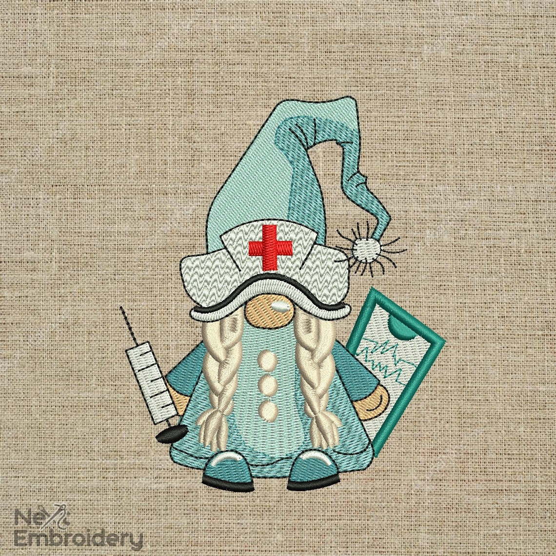 Nurse Gnome Embroidery Design Medical Embroidery Designs Be - Etsy