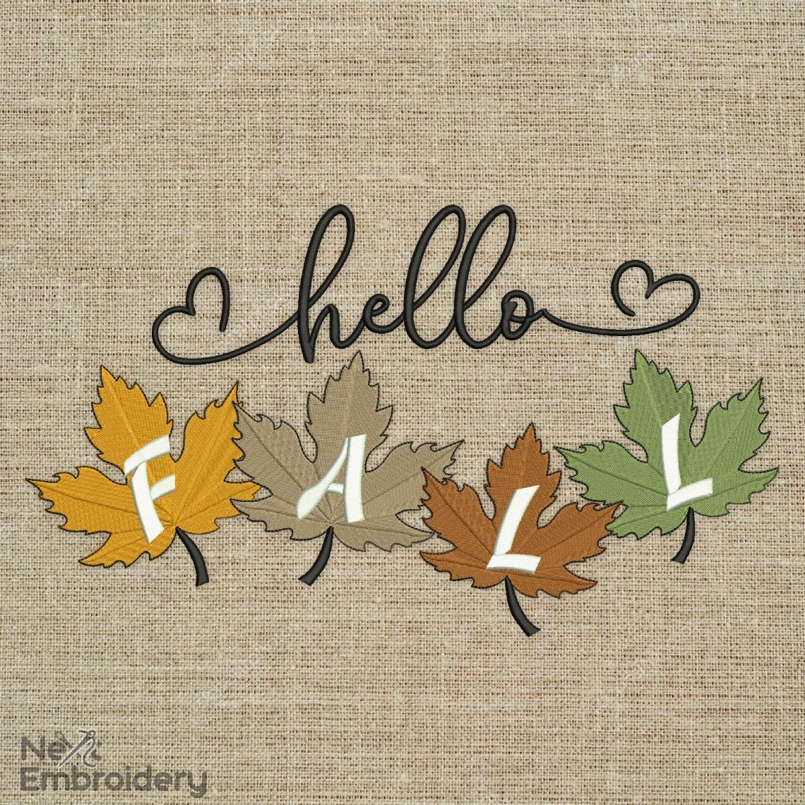 Hello Fall Embroidery Design, Autumn Thanksgiving Embroidery Designs ...