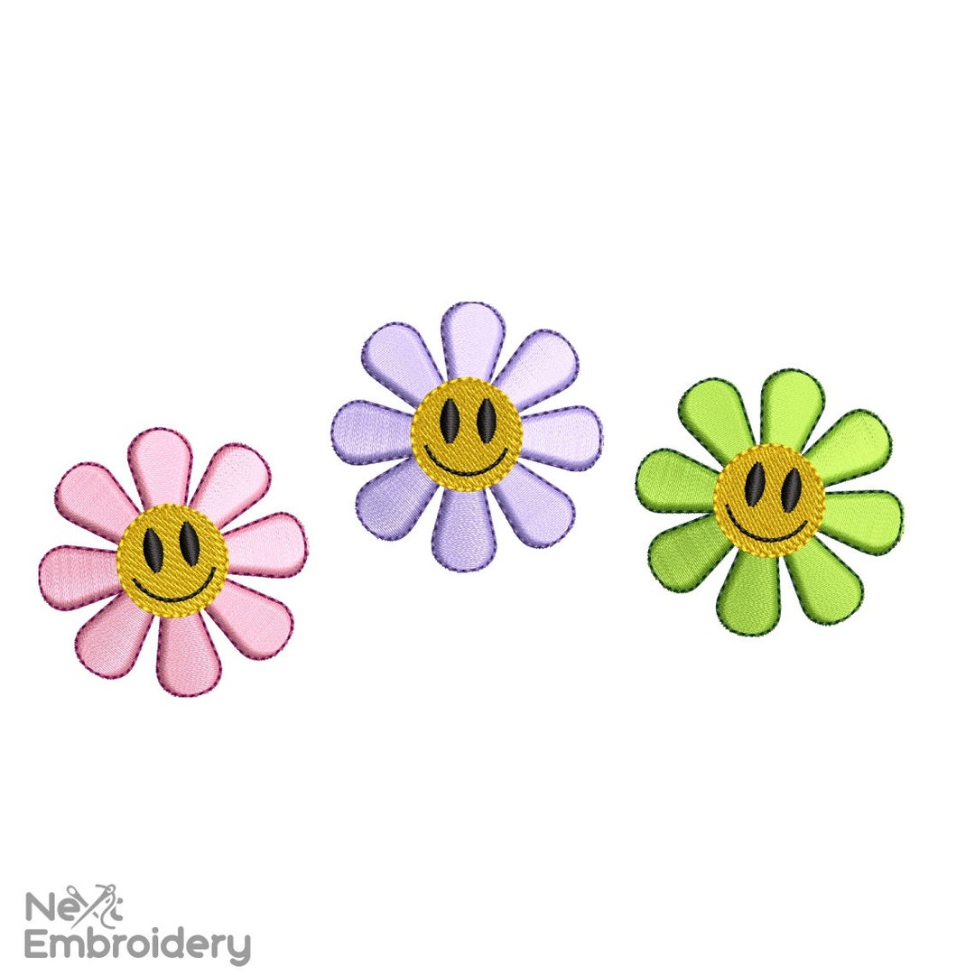 Smiley Mini Flower Embroidery Design, Smile Machine Embroidery File ...